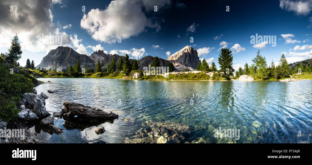 Europe, Italy, Alps, Dolomites, Mountains, Lago di Limedes Stock Photo ...