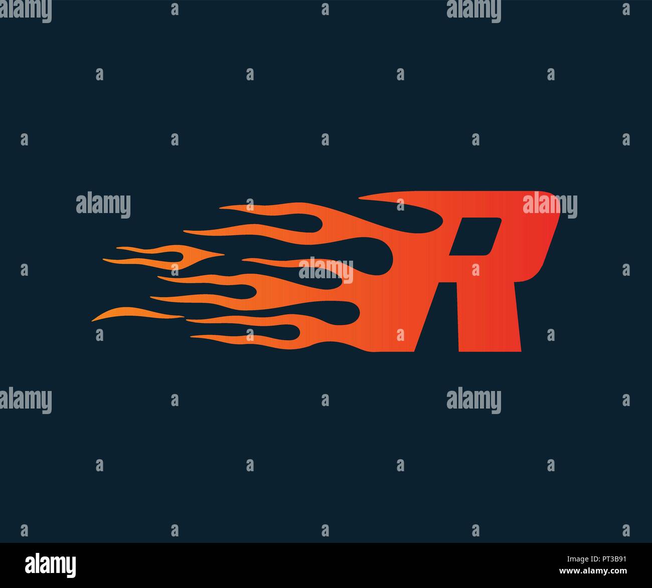 Letter R flame Logo. speed logo design concept template Stock Vector ...
