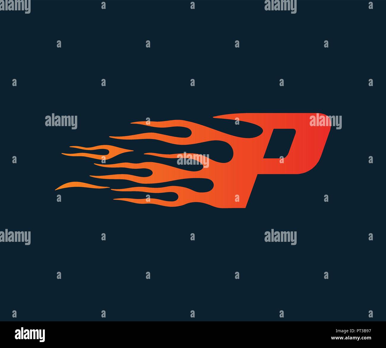 Letter P flame Logo. speed logo design concept template Stock Vector ...