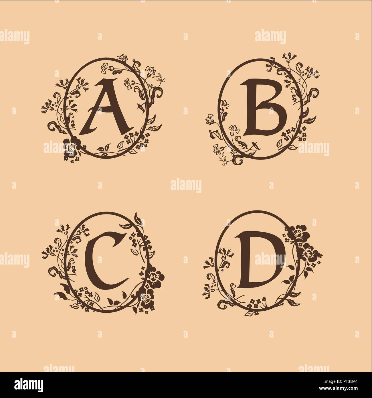 decoration Letter A, B, C, D logo design concept template Stock Vector ...
