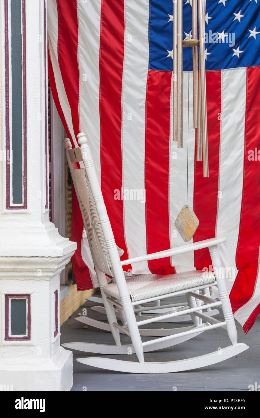 Rocking chair with us flag hi-res stock photography and images - Alamy
