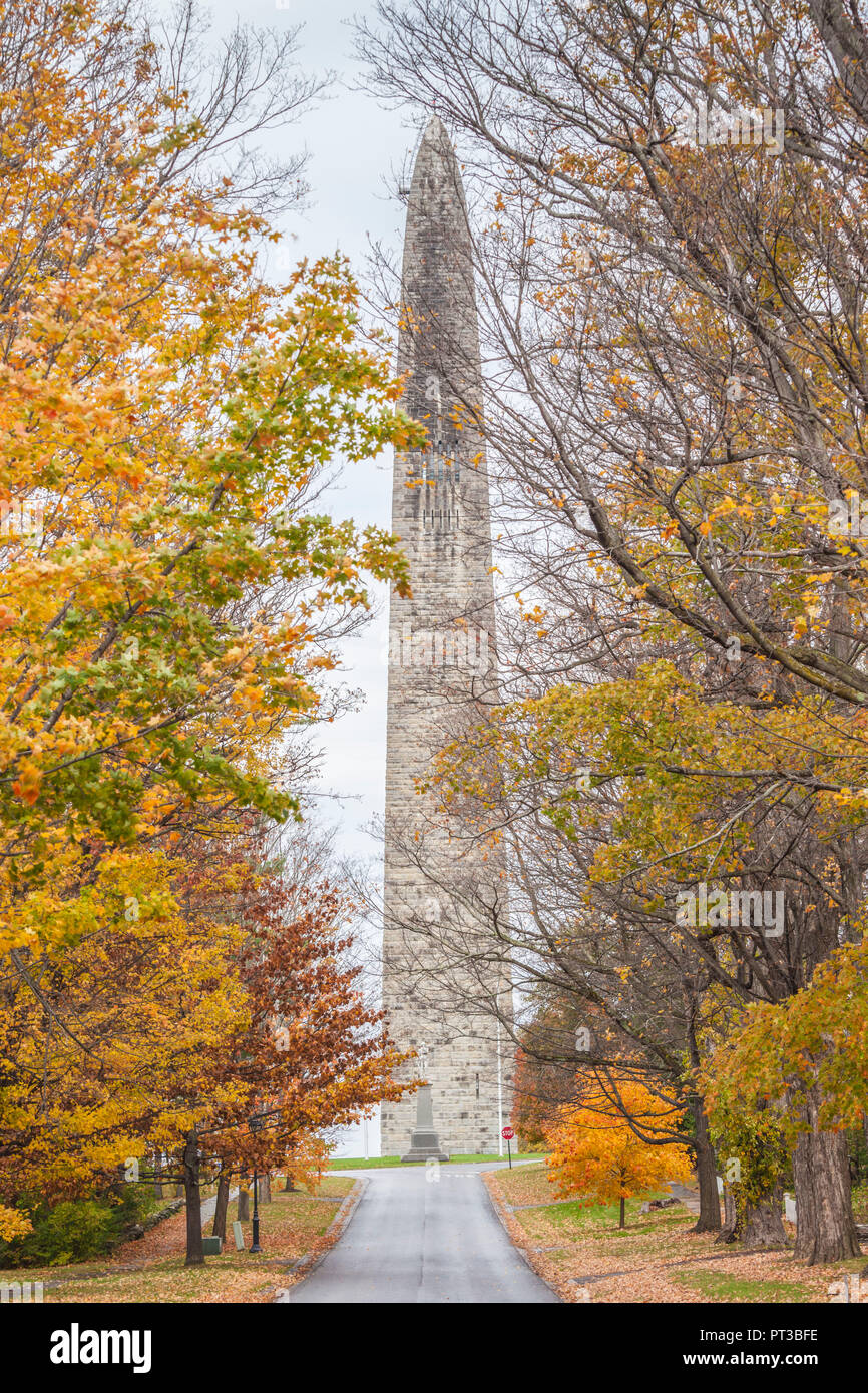 USA, New England, Vermont, Bennington, The Bennington Monument, autumn ...