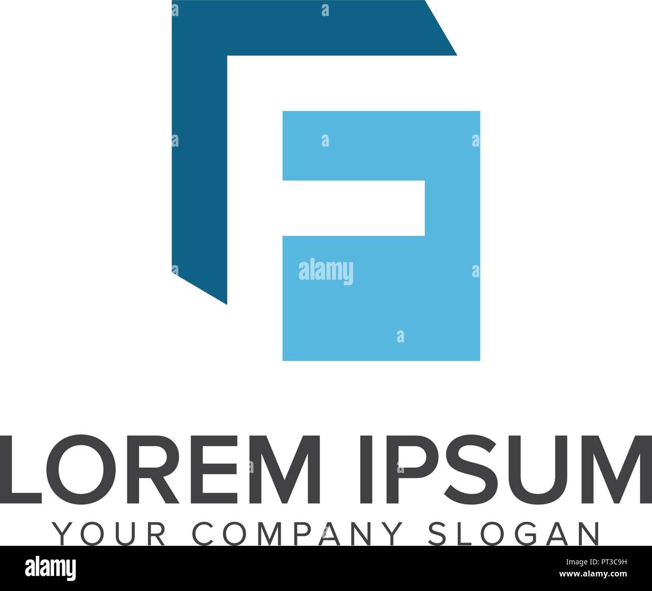 Letter F logo. blue business design concept template Stock Vector Image ...
