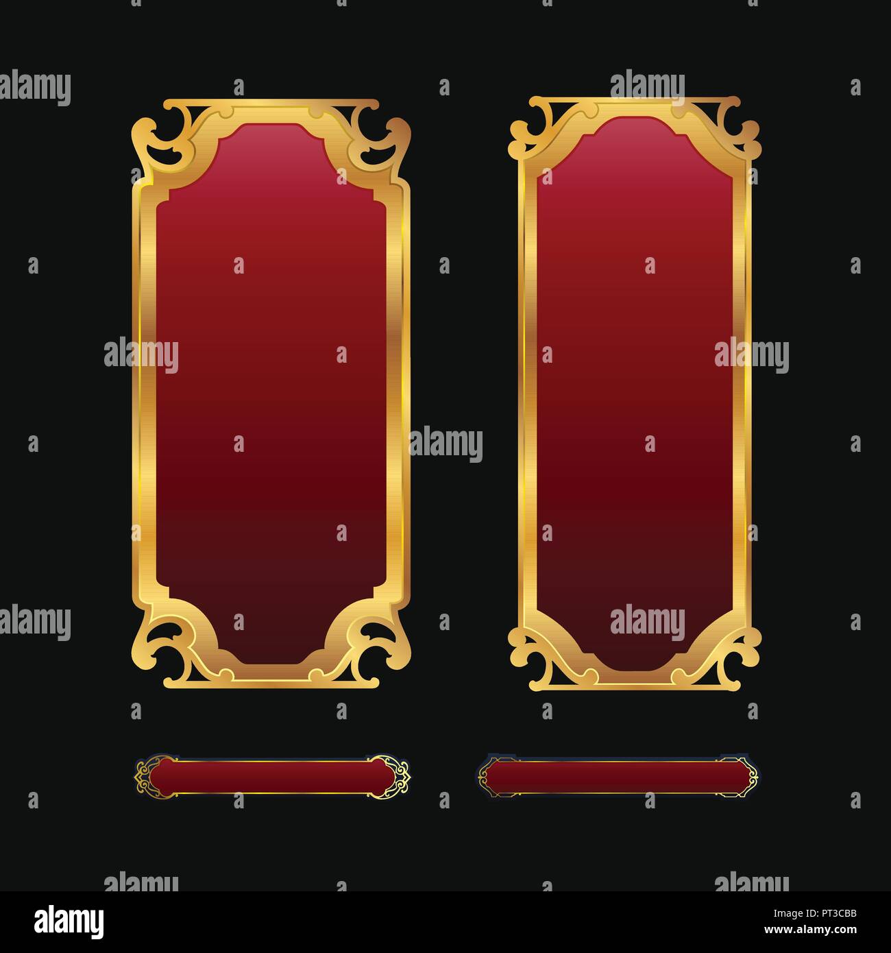 Labels with 3D decorative red golden frames collection set Stock Vector ...