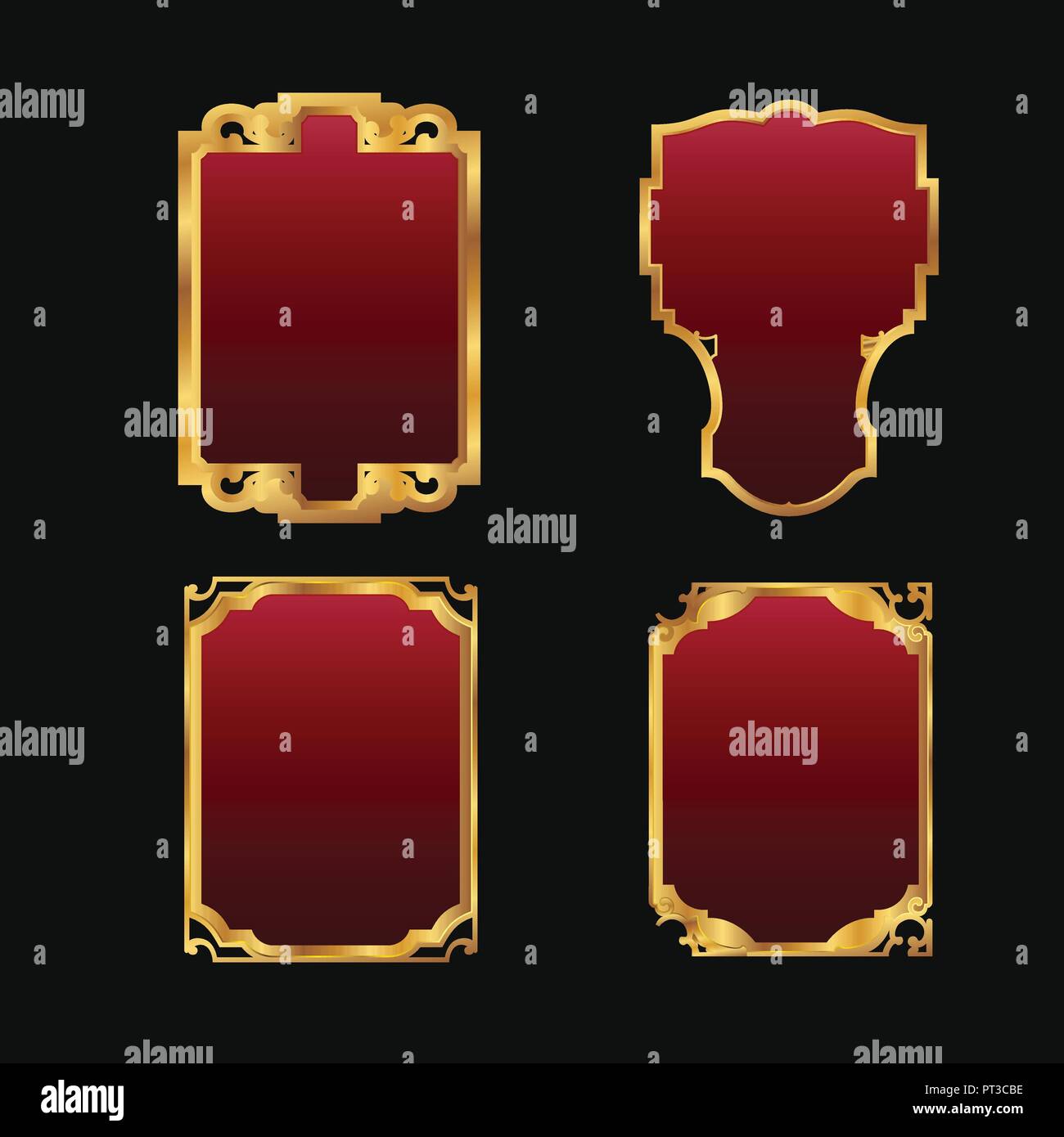 Labels with 3D decorative red golden frames collection set Stock Vector ...