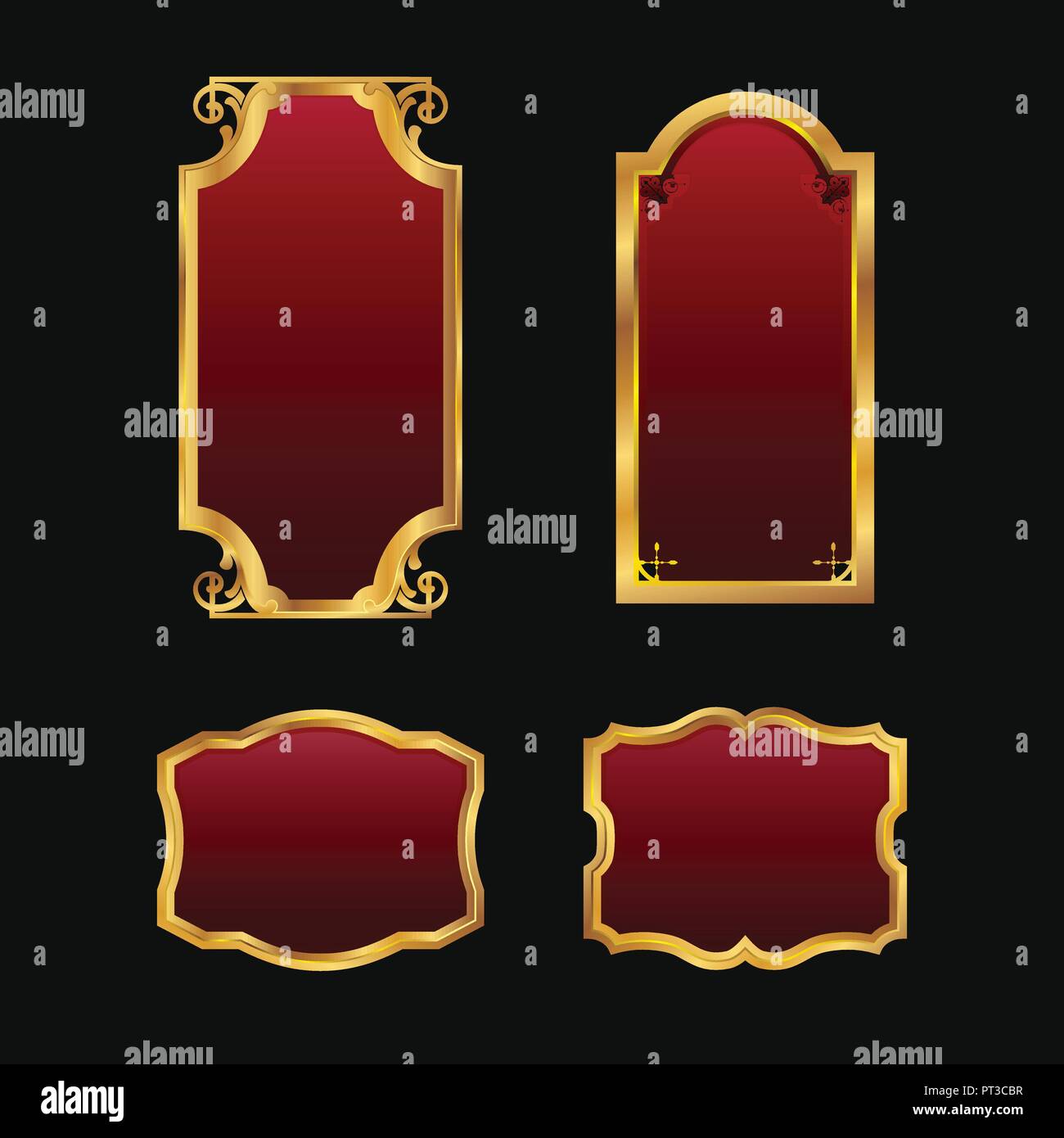 Labels with 3D decorative red golden frames collection set Stock Vector ...