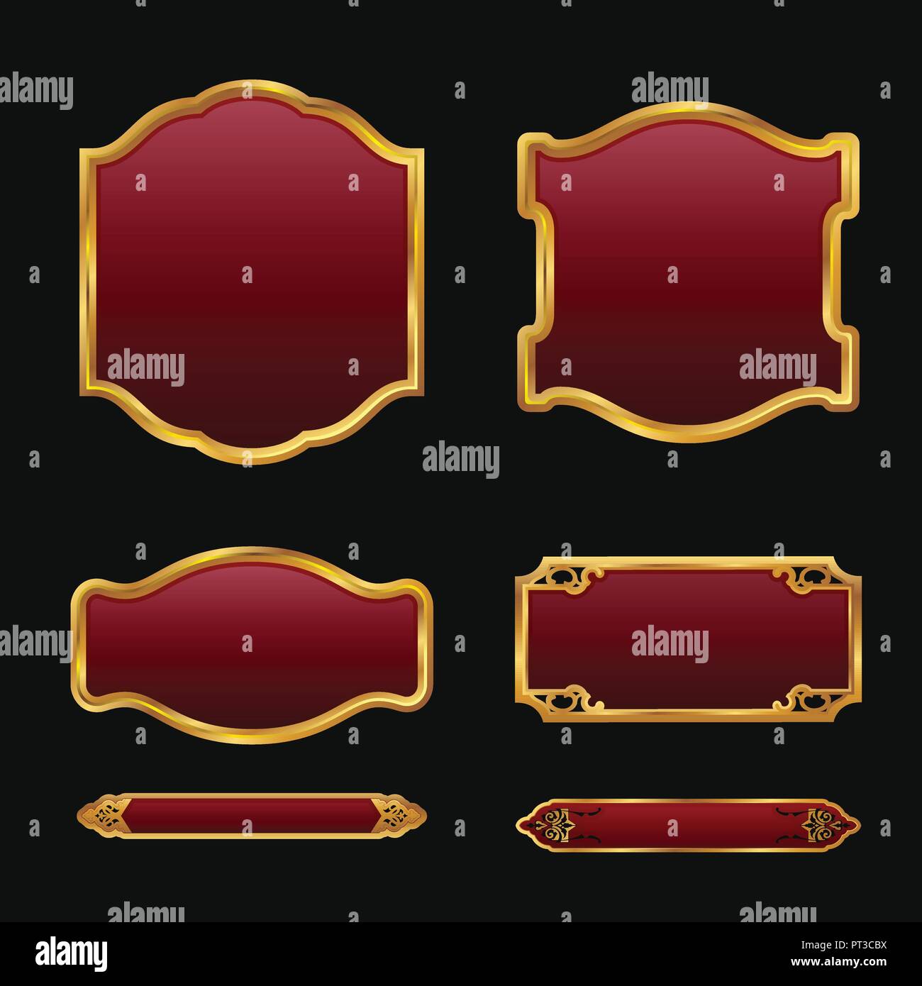 Labels with 3D decorative red golden frames collection set Stock Vector ...