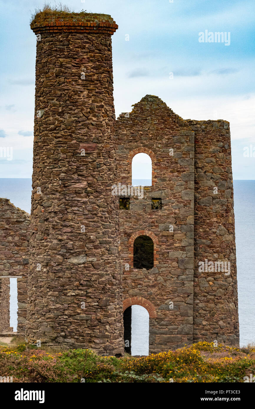 Wheal Coates Tin Mine. Stack and Stamps and Whim Engine House. Saint ...