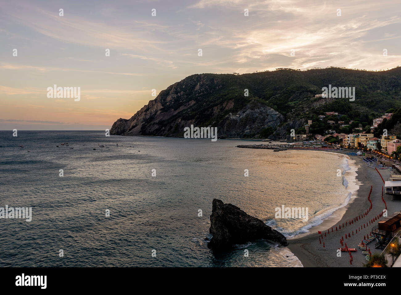 Beautiful sunset on the Fegina beach in Monterosso al Mare, Cinque ...