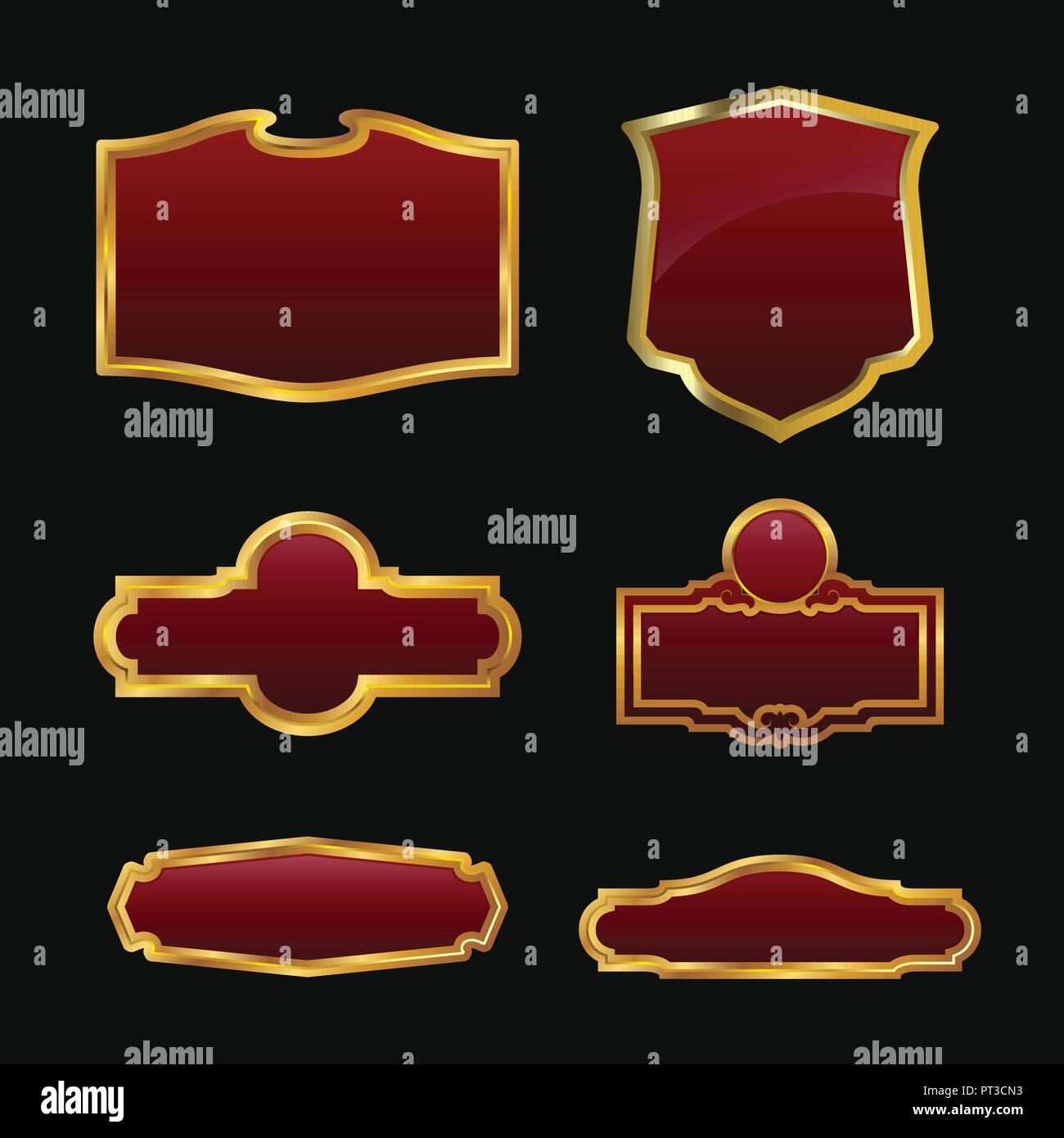 Labels with 3D decorative red golden frames collection set Stock Vector ...