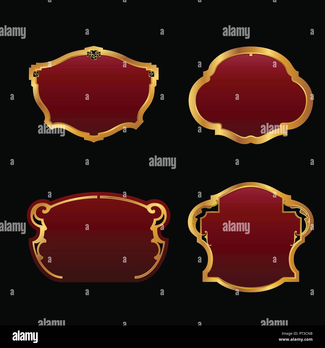 Labels with 3D decorative red golden frames collection set Stock Vector ...