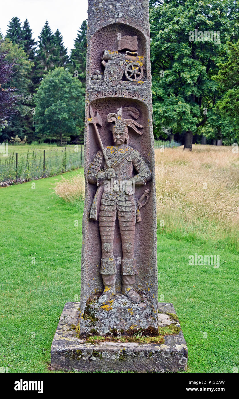 Monument to King James II of Scotland (detail). Dryburgh Abbey ...