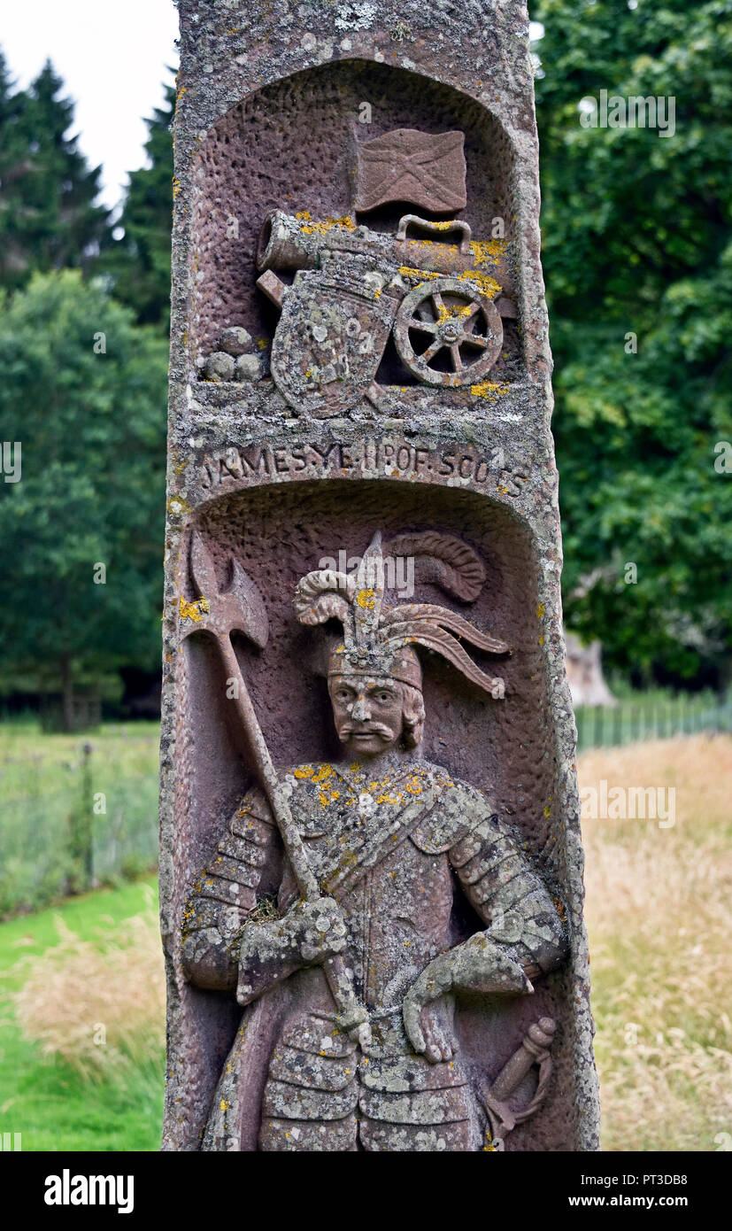 Monument to King James II of Scotland (detail). Dryburgh Abbey ...