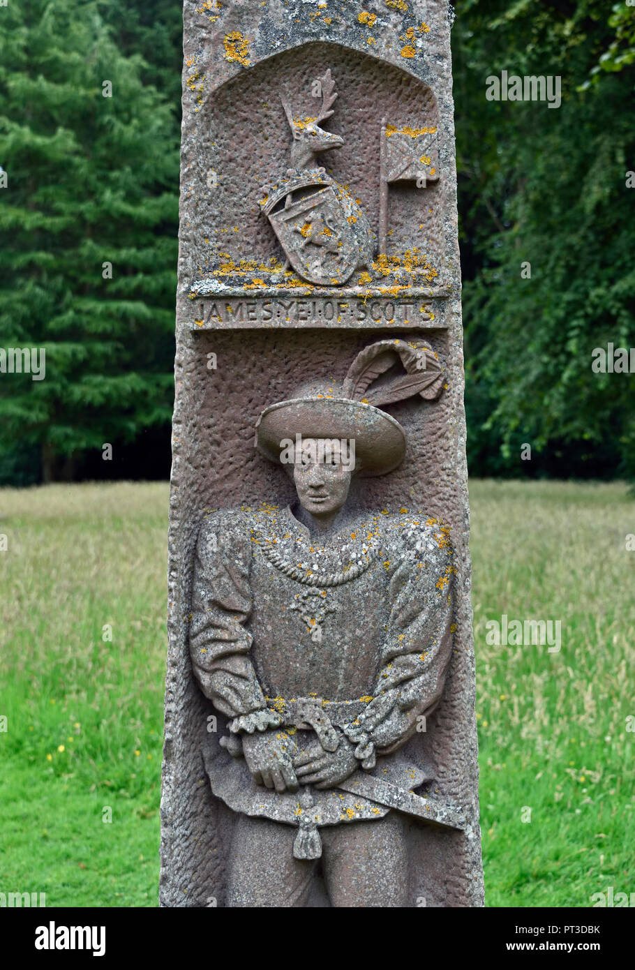 Monument to King James I of Scotland (detail). Dryburgh Abbey. Dryburgh ...