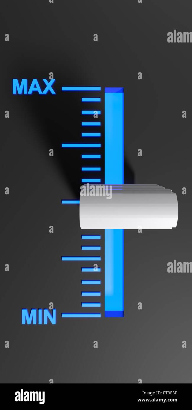 Level selector on a black control panel - 3D rendering Stock Photo - Alamy