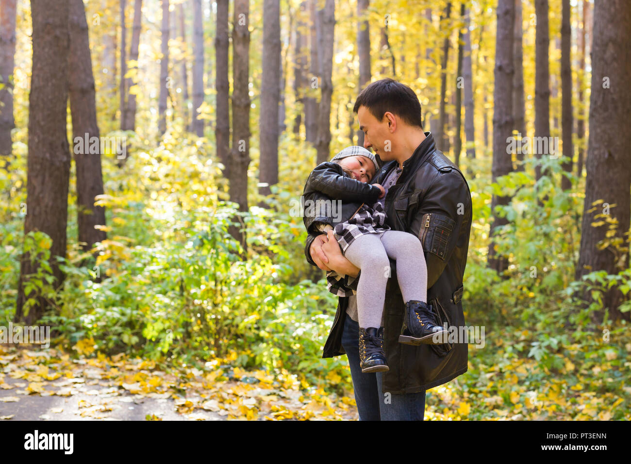 Baby, nature and family concept - Father holding his child Stock Photo ...