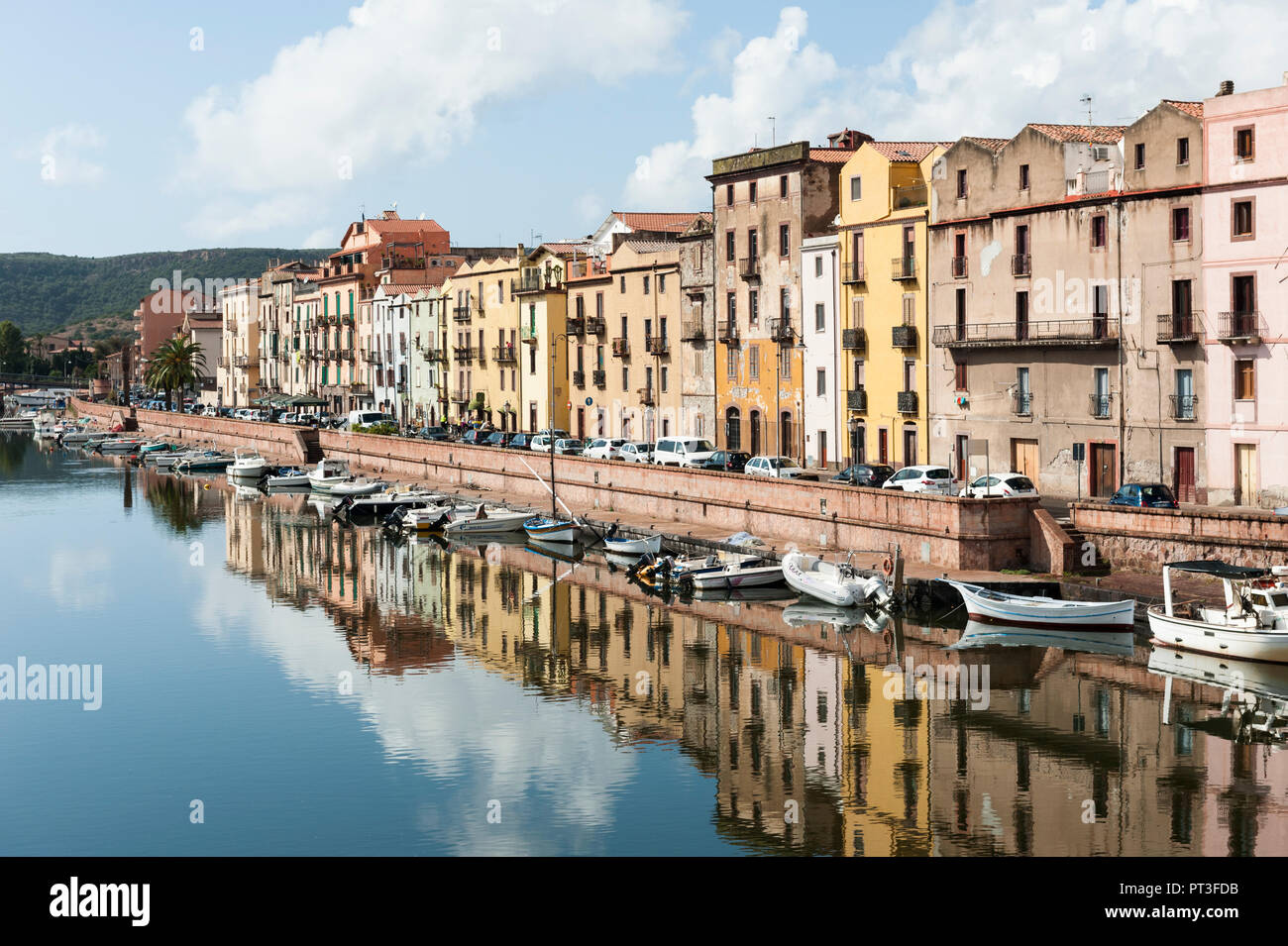 Colourful houses along Bosa waterfront Stock Photo - Alamy