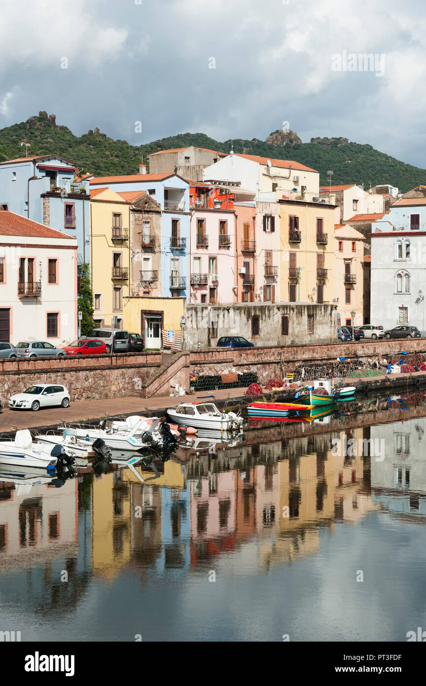 Colourful houses along Bosa waterfront Stock Photo - Alamy