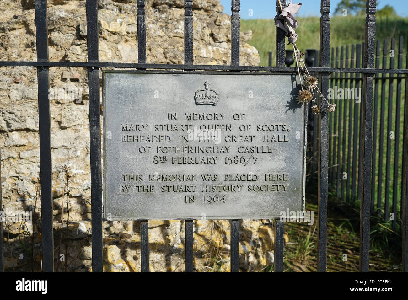 Plaque commemorating the trial and execution of Mary Queen of Scots at ...