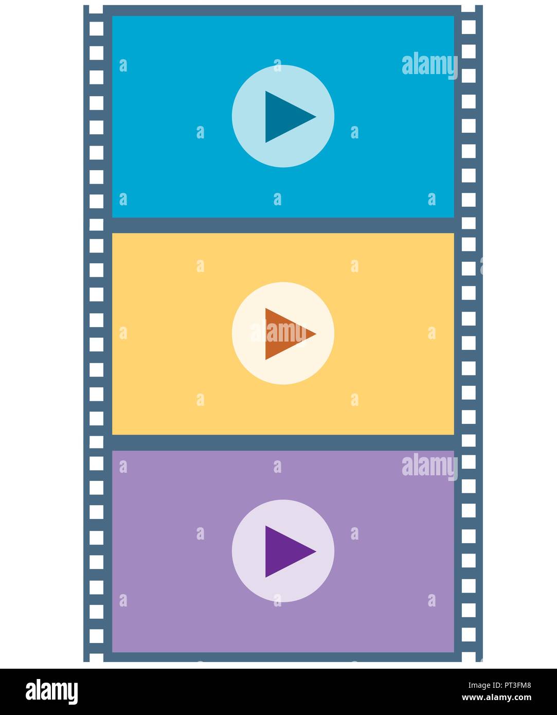 Digital colorful film strip with play icon. Concept design for online ...