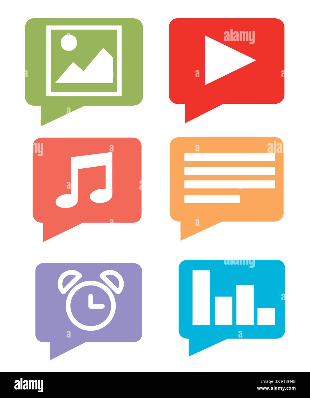 Flat mobile app icon set. Vector illustration isolated on white ...