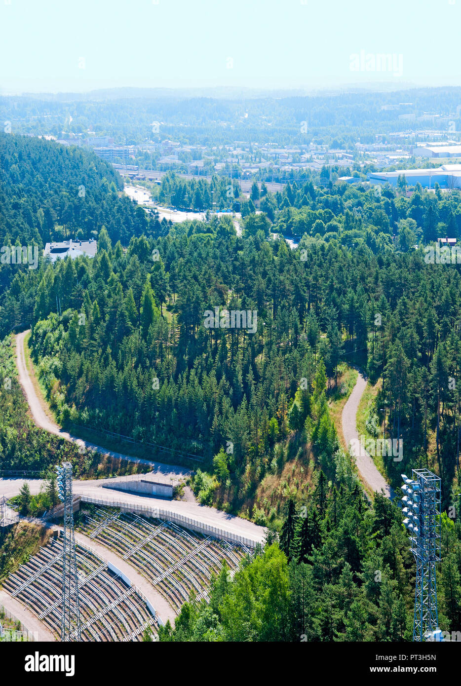 View of Lahti from the highest springboard Suurmaki. Finland Stock ...