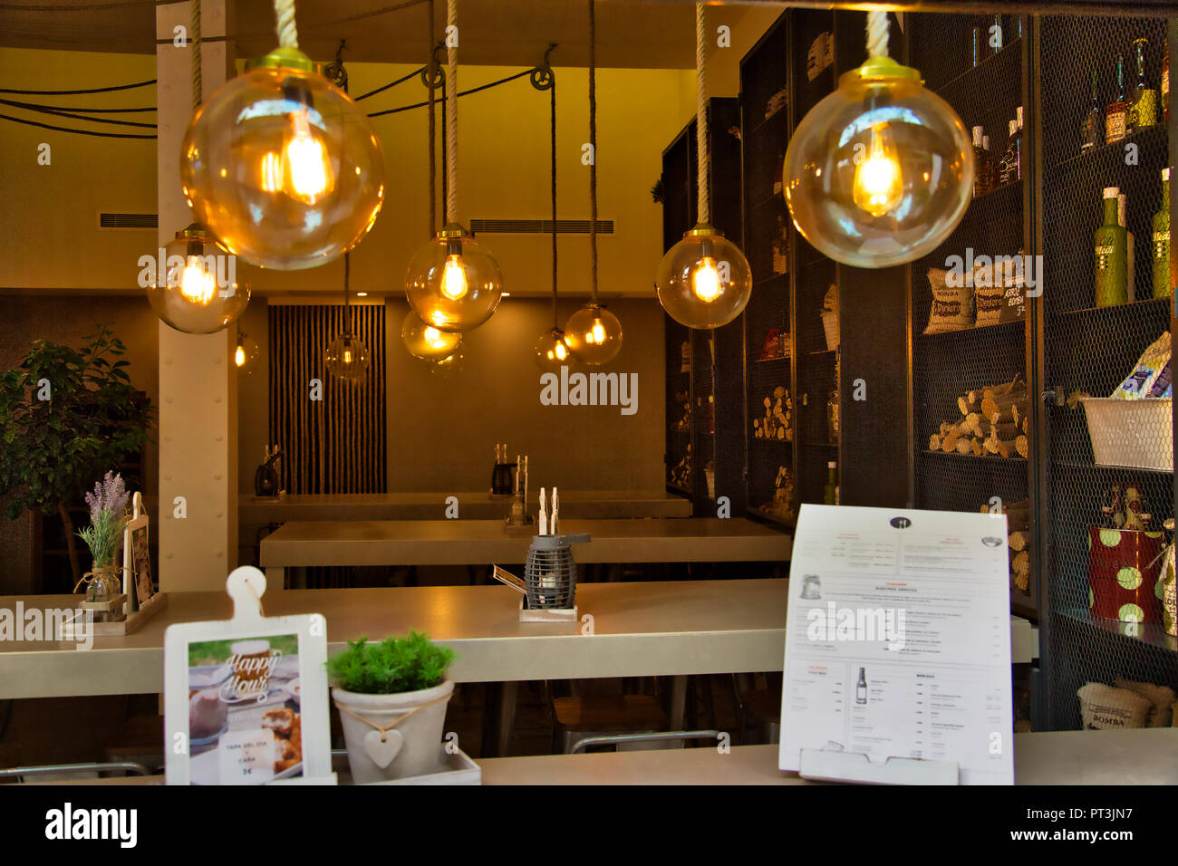 Valencia, Spain-October 16, 2017: Typical Spanish cafe in Valencia ...
