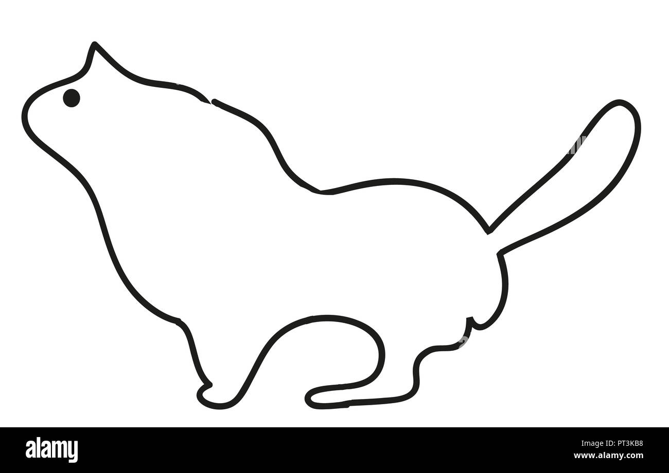 Simple cat. Simple line illustration of cat. Simple line animal ...