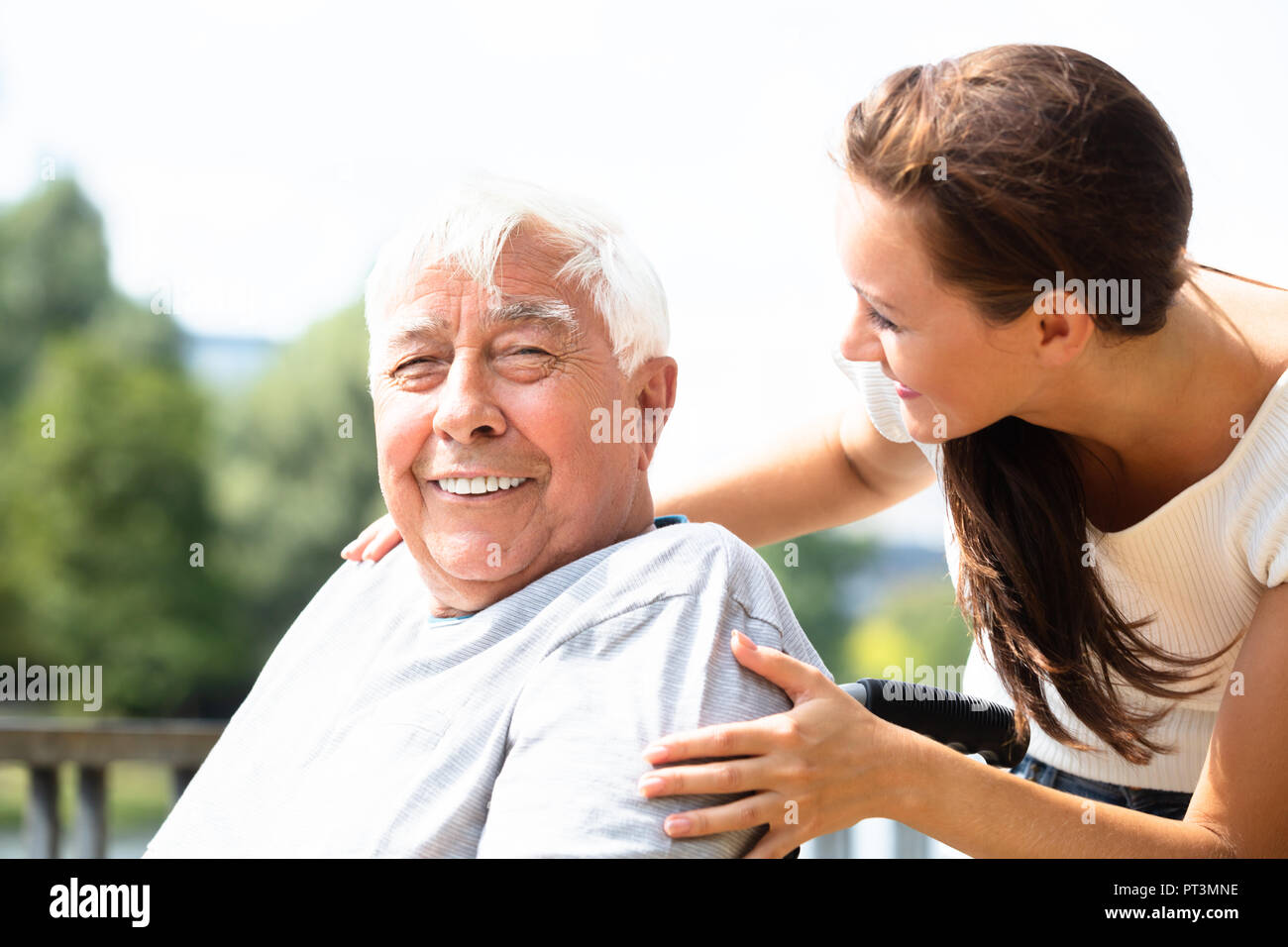 Portrait Of A Happy Young Woman With Her Father Stock Photo - Alamy