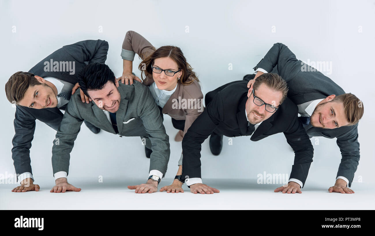 two business teams at the starting position. competition concept Stock ...