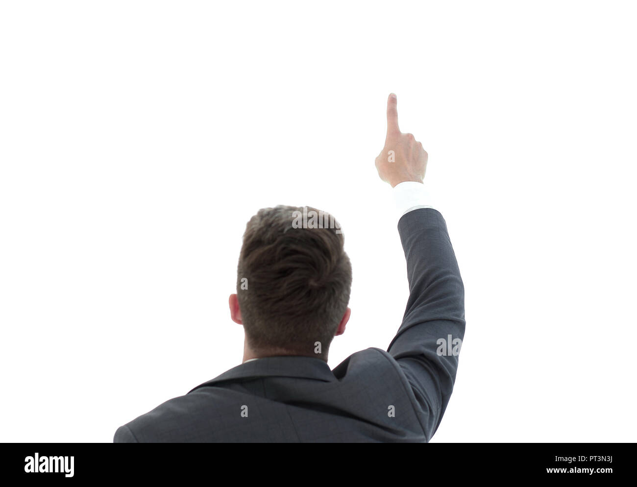 Back view of a business man pointing finger, isolated Stock Photo - Alamy