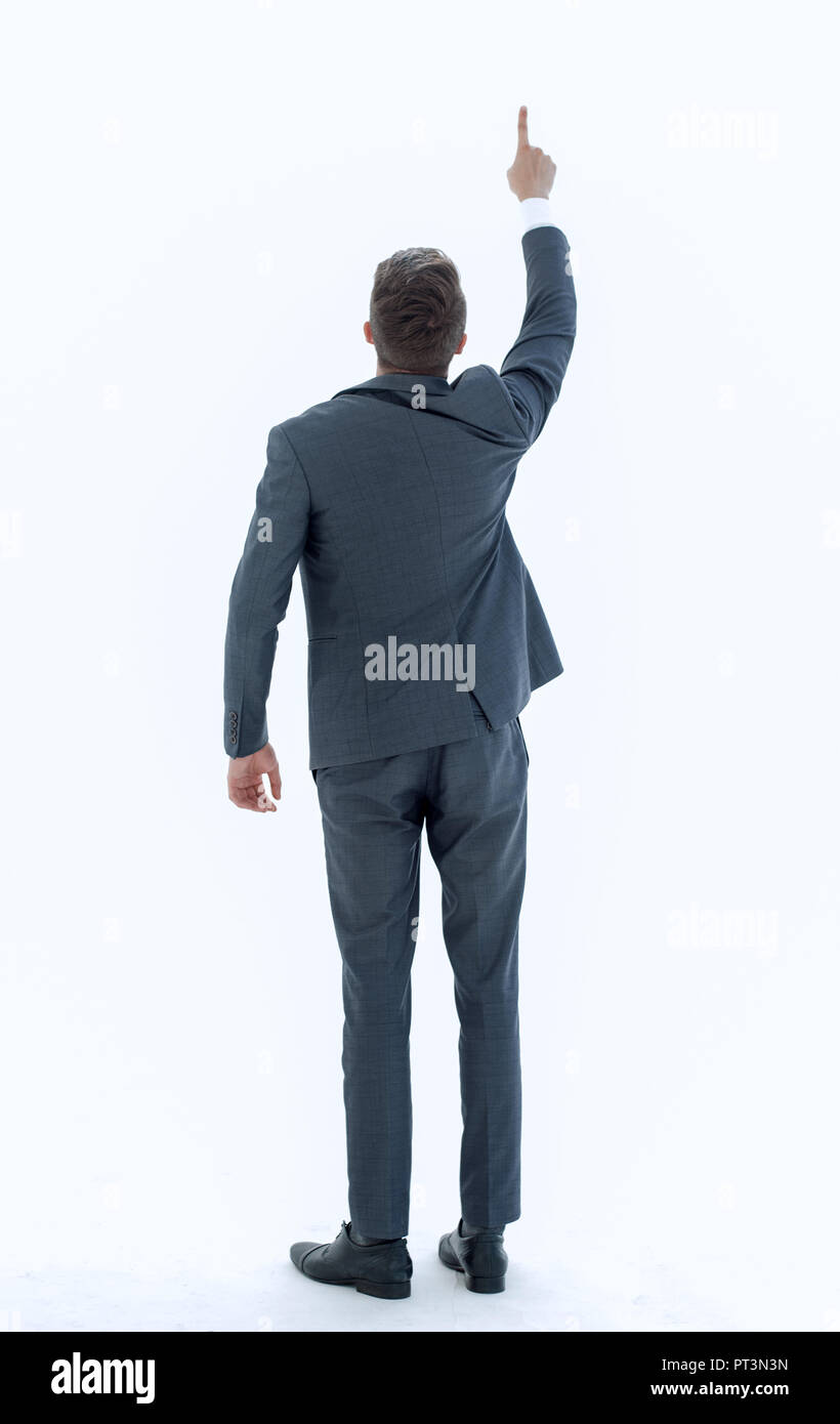 Back view of a business man pointing finger, isolated Stock Photo - Alamy