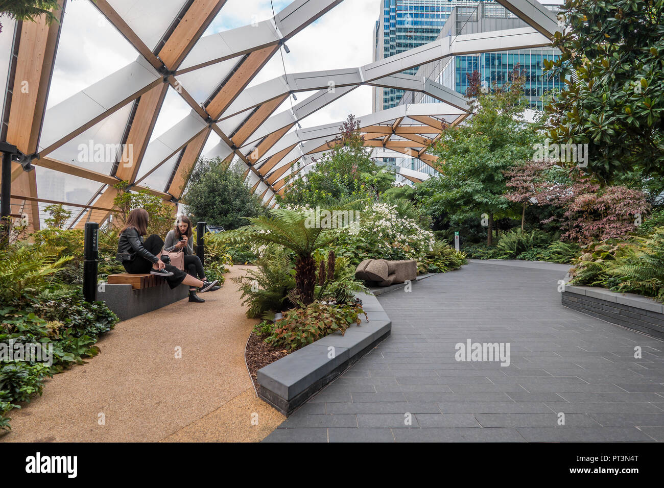 The Crossrail Place Roof Garden Canary Wharf London England UK Stock