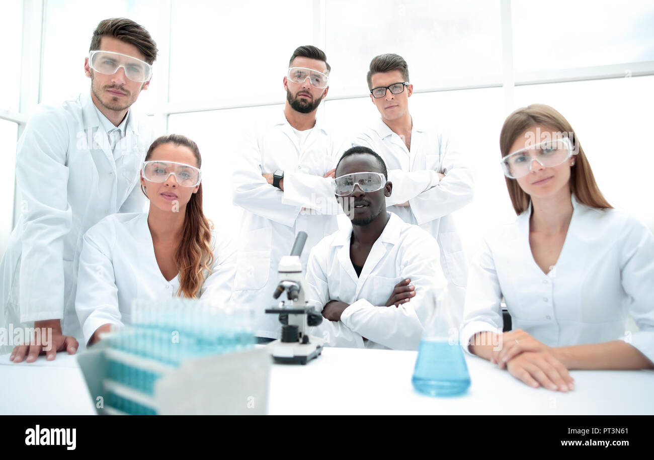 Education science research pharmacy chemistry teamwork concept Stock ...