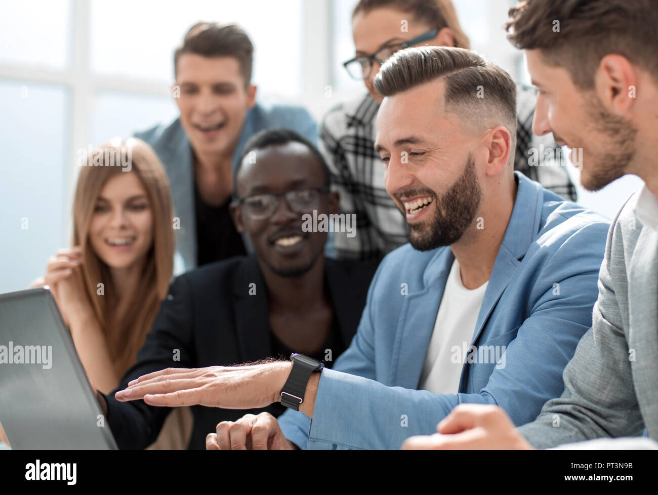 Modern friends business meeting discussion startup concept loft Stock ...