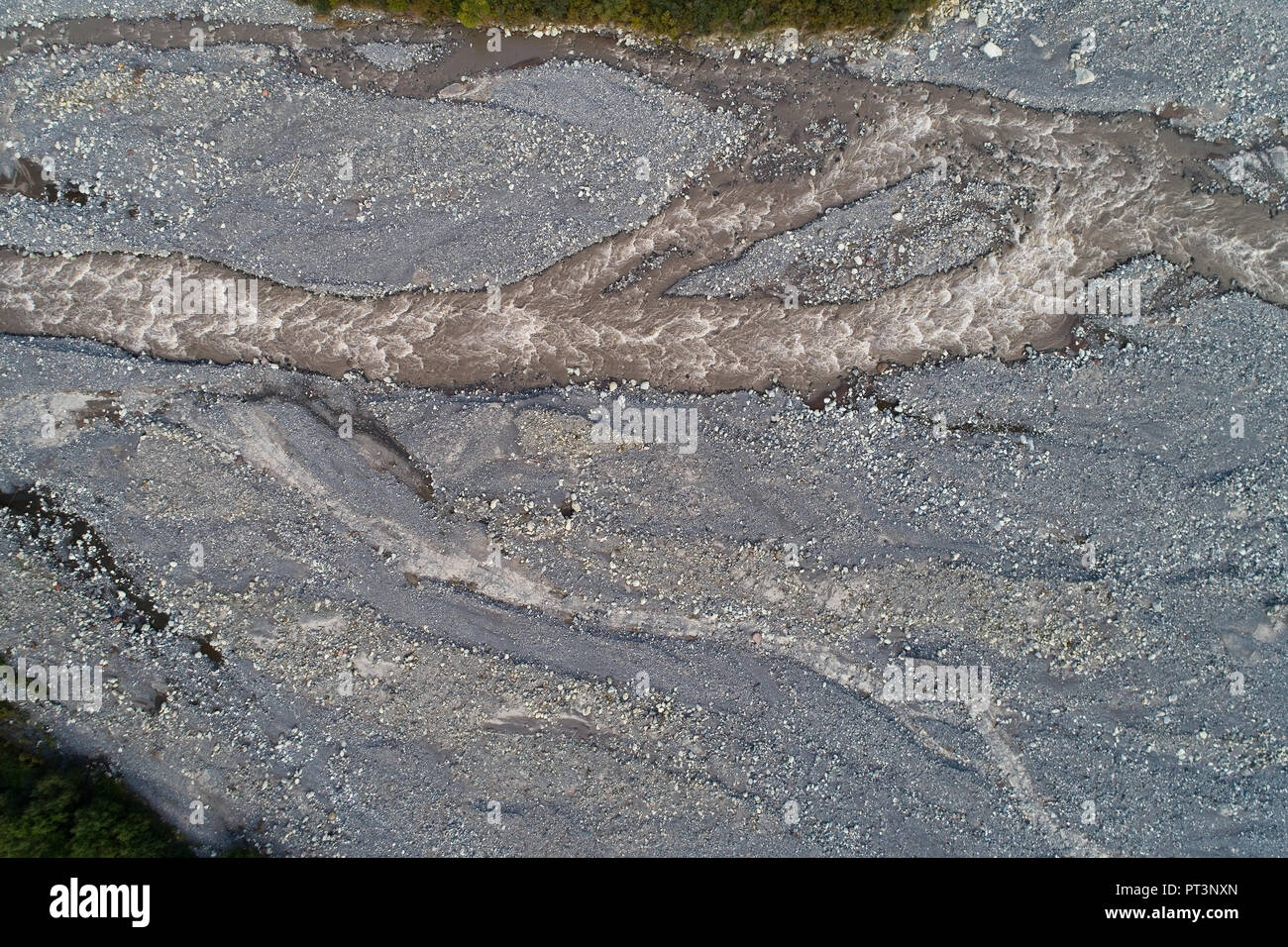 The Terek River flows through the Daryal Gorge. Aerial photography ...