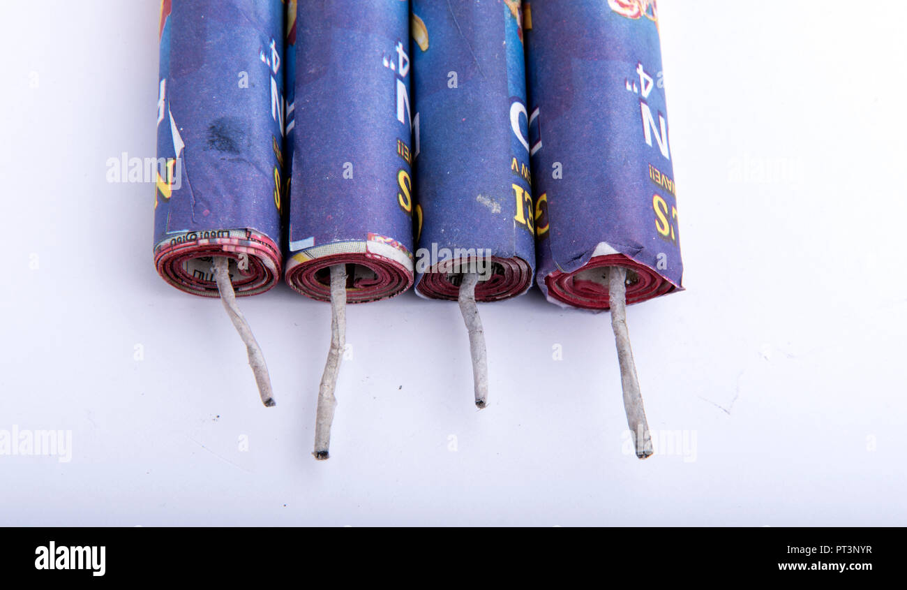 Roll Firecrackers ( cracker ) on white background at Mumbai Maharashtra ...
