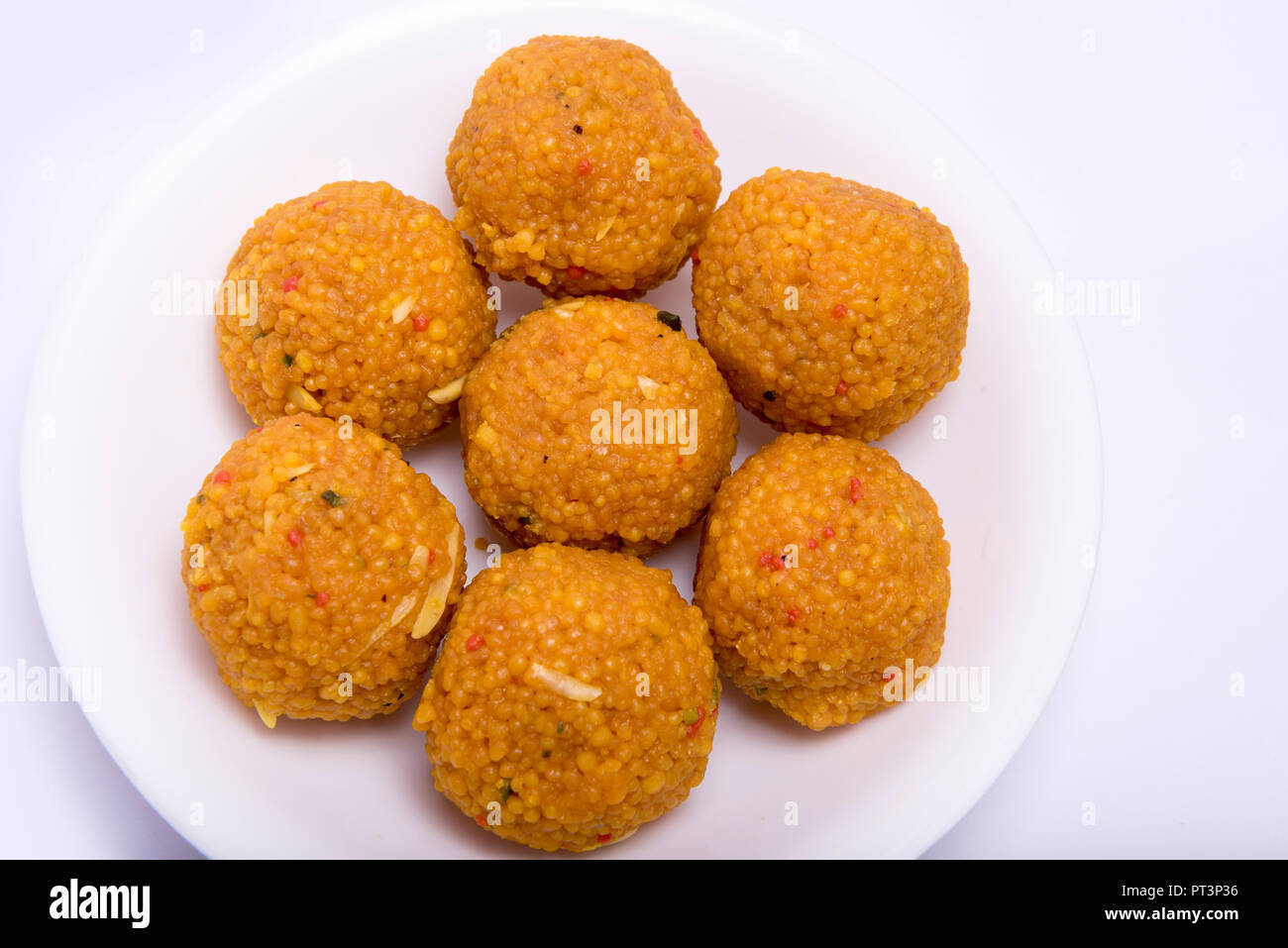 Indian Traditional Festival Sweets called bundi laddu served on Plate ...
