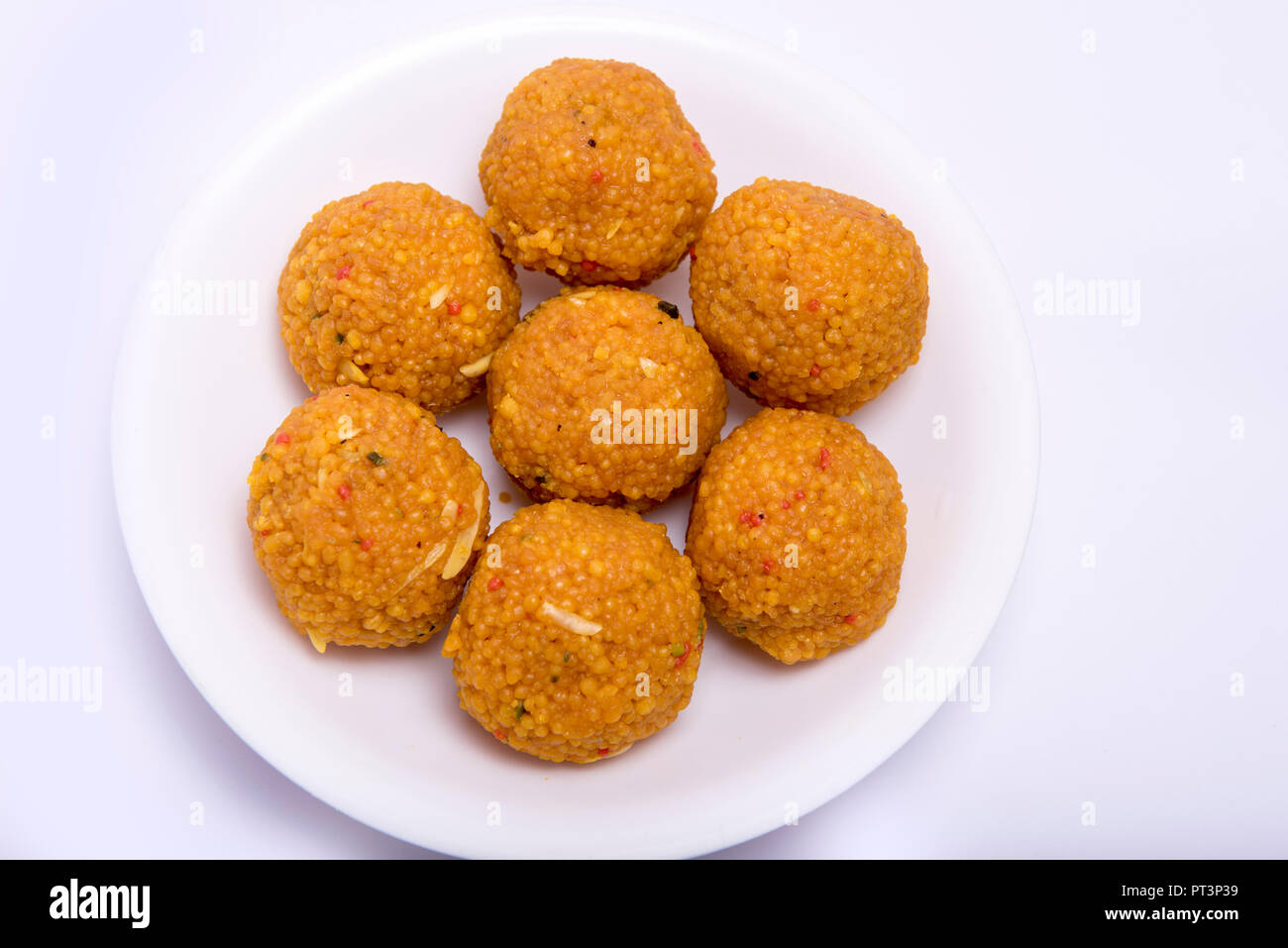 Indian Traditional Festival Sweets called bundi laddu served on Plate ...