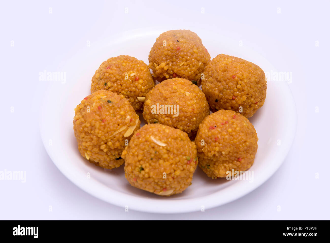 Indian Traditional Festival Sweets called bundi laddu served on Plate ...