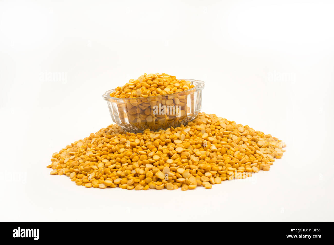 Yellow split peas isolated on white background Stock Photo - Alamy