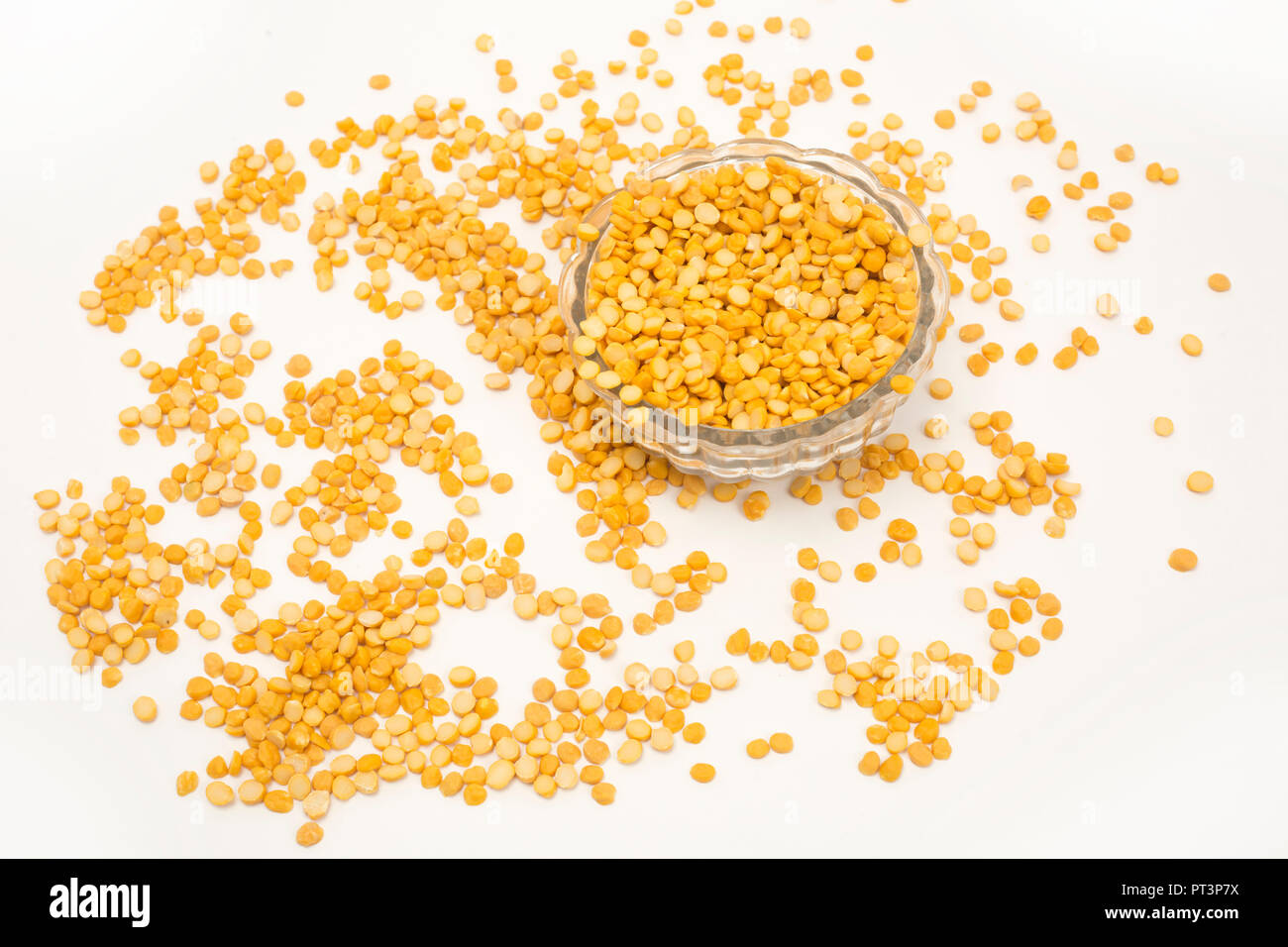 Yellow split chickpea peas boot chana dal pulse. isolated on white ...