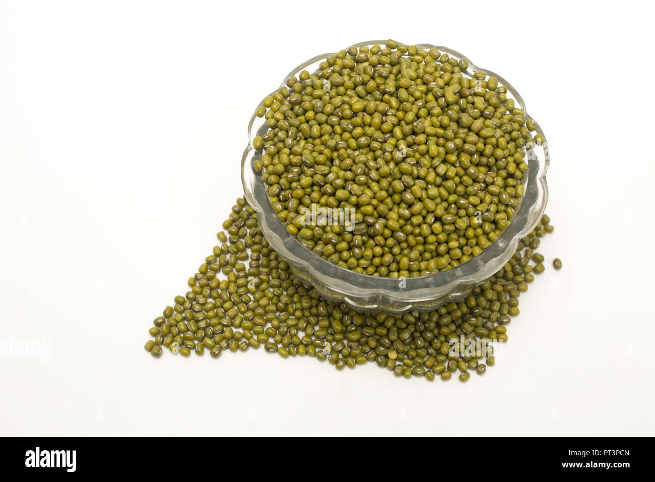 Green mung bean in shape isolated on white background Stock Photo - Alamy