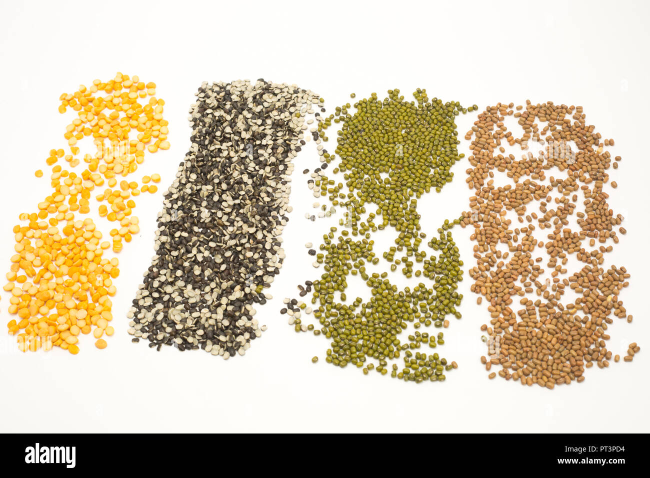 Collection of four pulses arranged in rows. Isolated on white ...