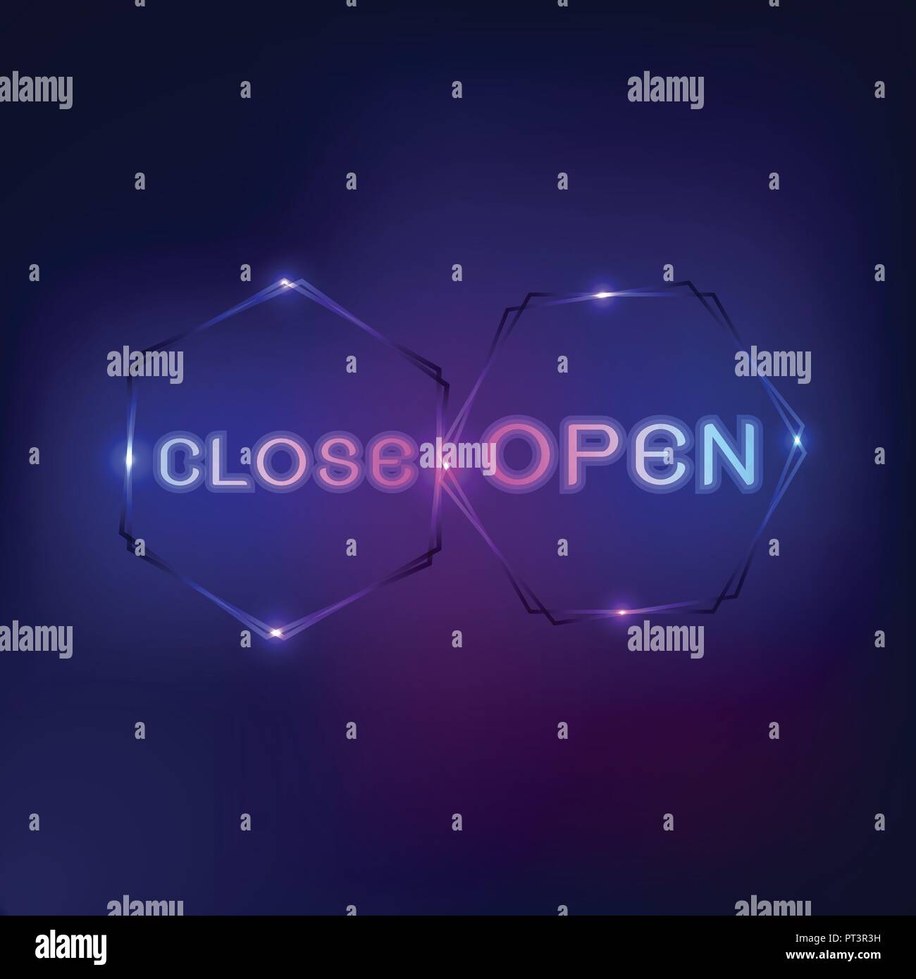 Neon banner open close useful element, stock vector Stock Vector Image ...