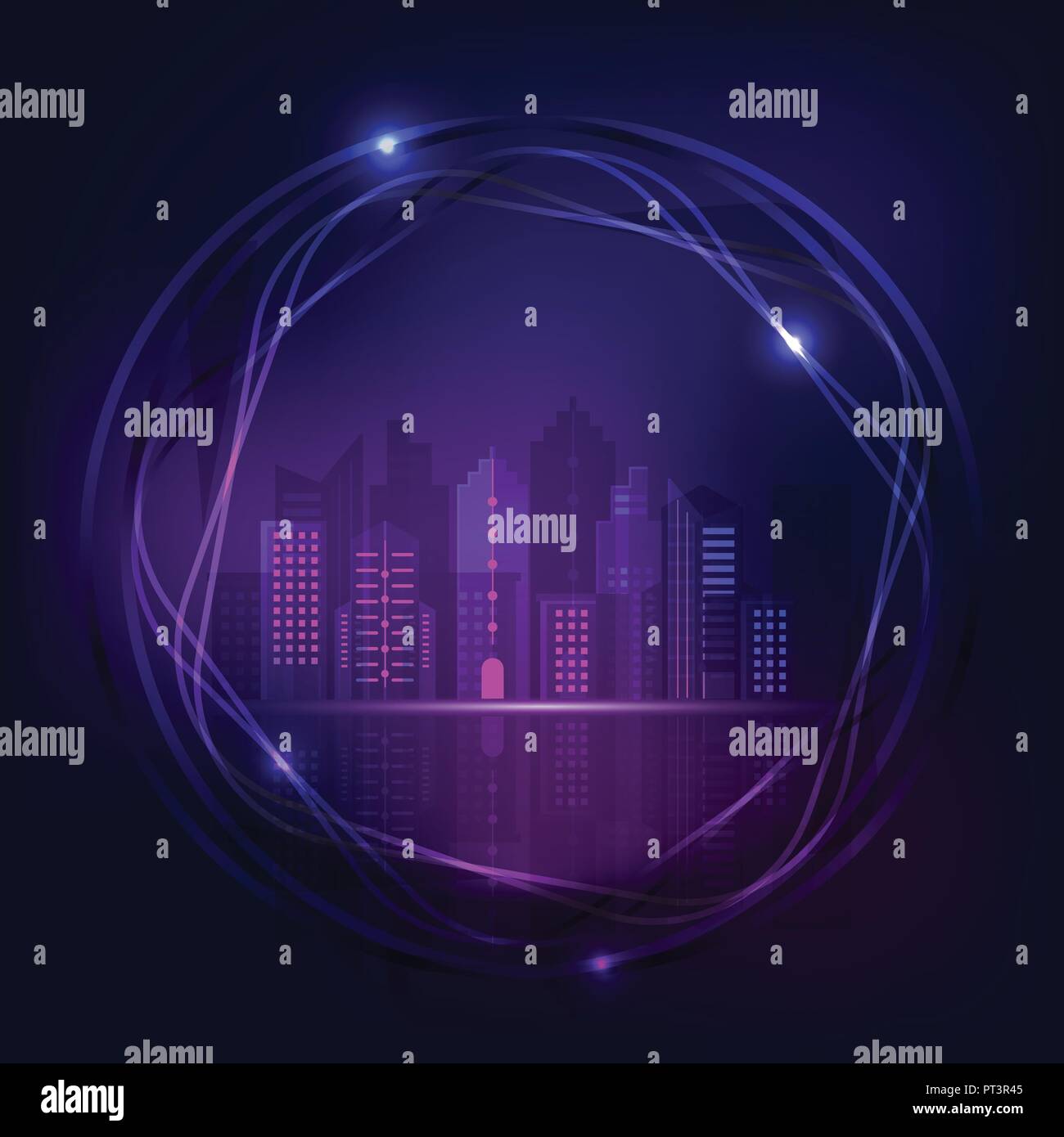 Neon night city design abstract background, stock vector Stock Vector ...