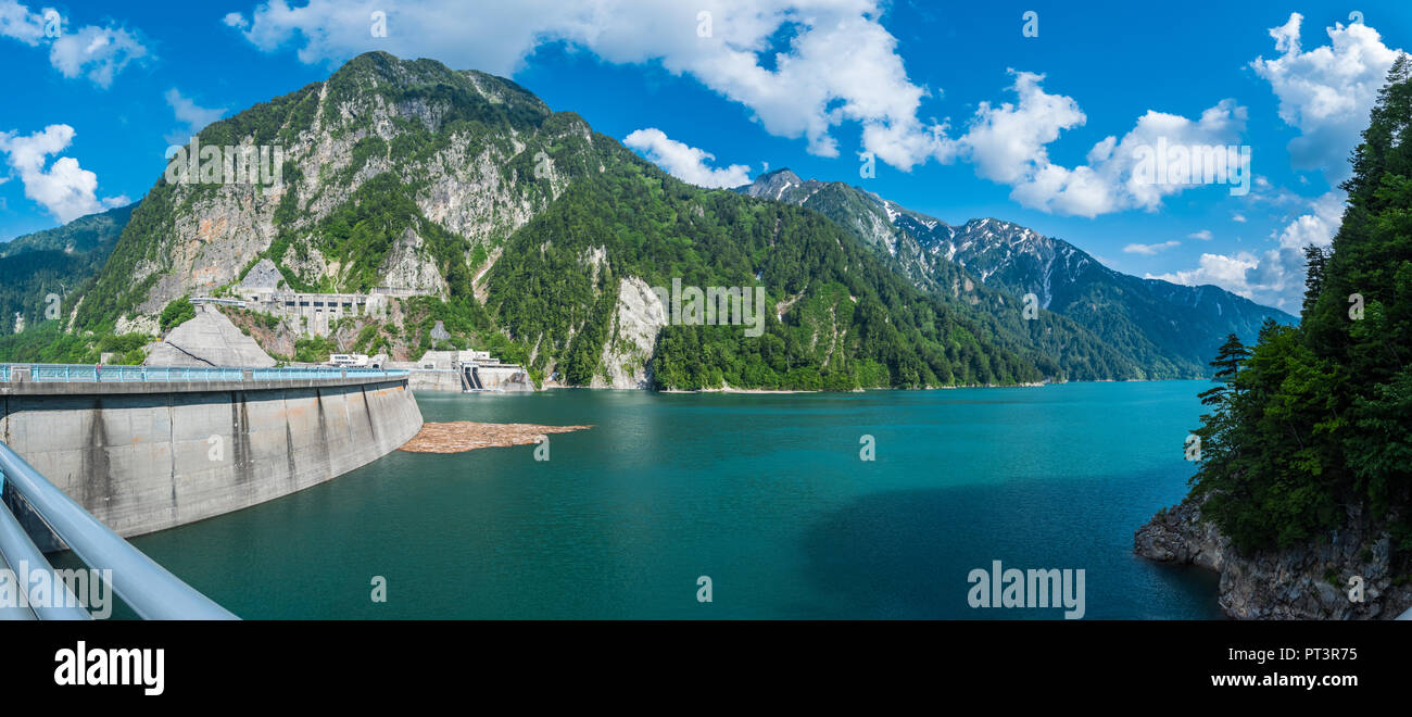 Panorama Beautiful scenery of Kurobe Dam on a brisk, with colorful ...