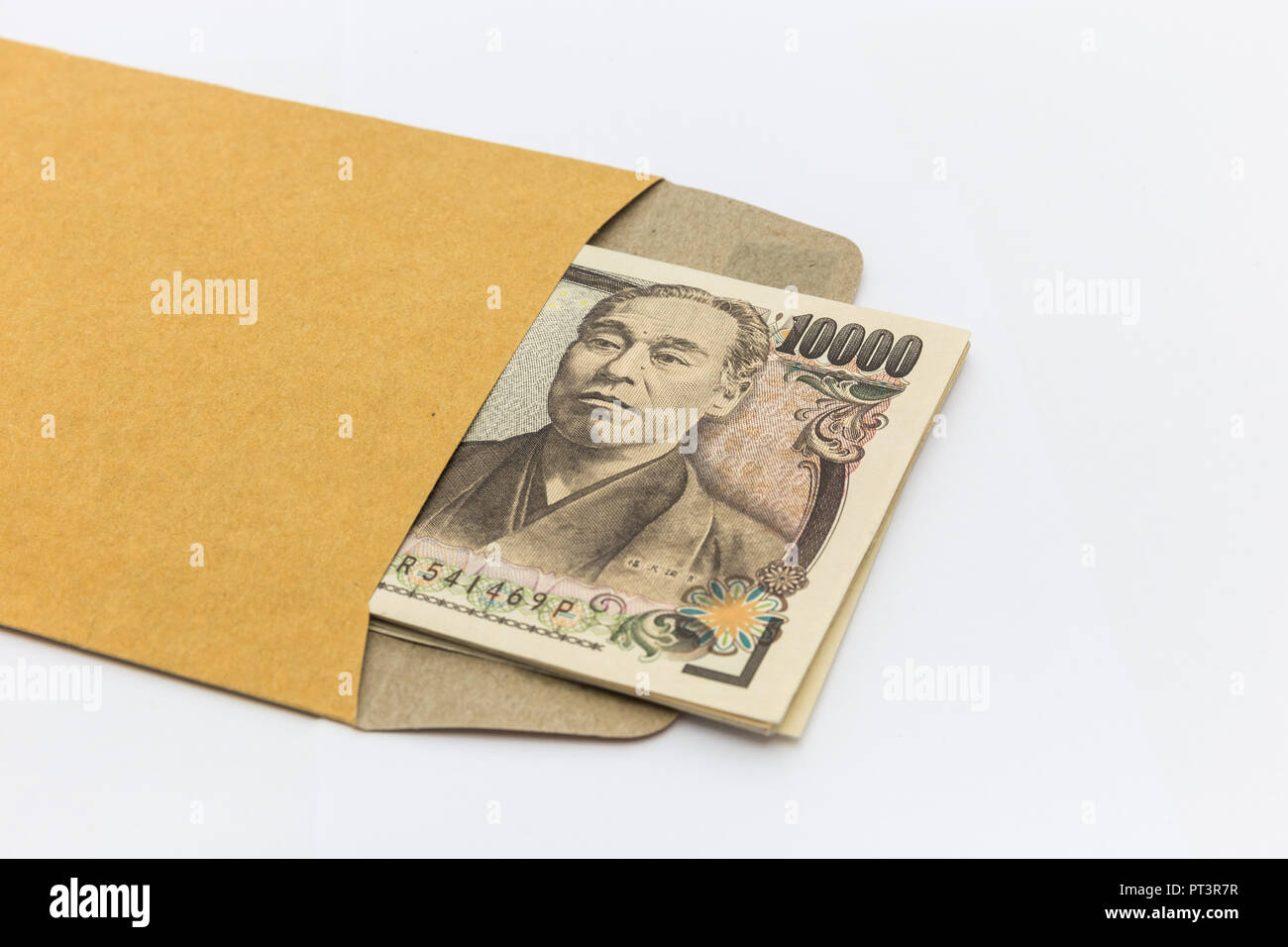 Japanese banknote 10,000 yen in brown envelope for give and business ...