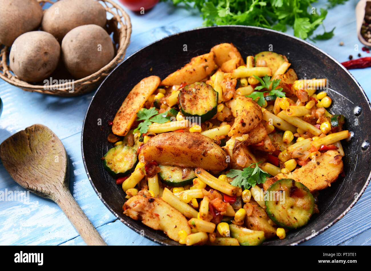 Grilled vegetables from the pan - spanish style Stock Photo - Alamy
