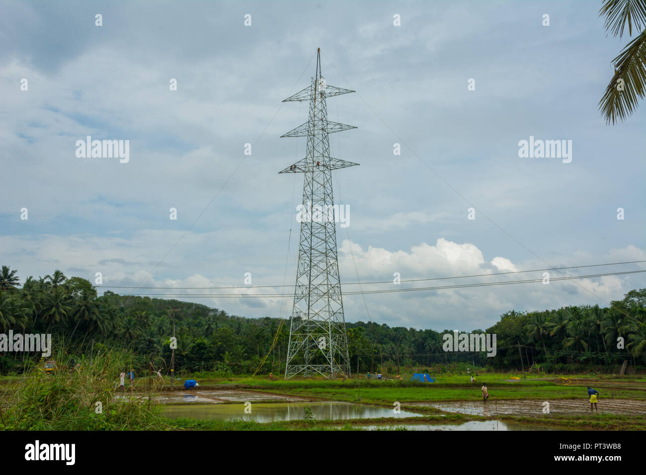 Electric tower work Stock Photo - Alamy